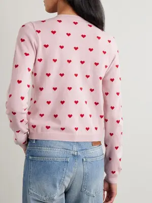 Valentino Garavani Heart Intarsia Button-up Cardigan