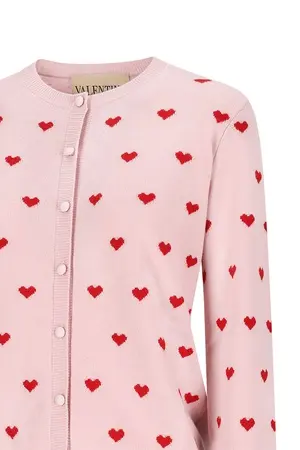 Valentino Garavani Heart Intarsia Button-up Cardigan