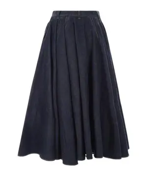 Alaïa Pleated Denim Midi Skirt - No