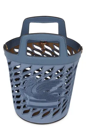 Etro Logo Embroidered Cut-out Detailed Bucket Bag