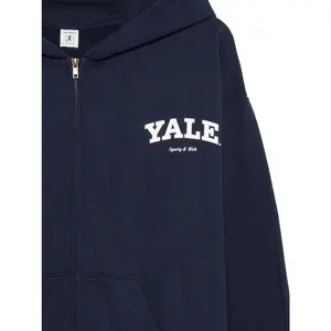 SPORTY  RICH Sporty & Rich Long Sleeve Zip Up Hooded Sweatshirt