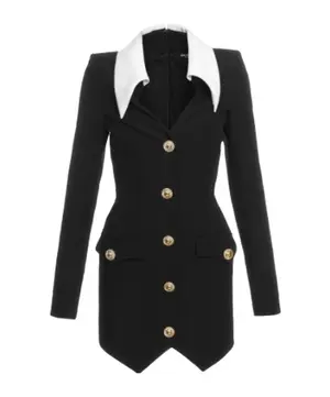 Balmain V-neck Buttoned Mini Dress With Lapel Detail