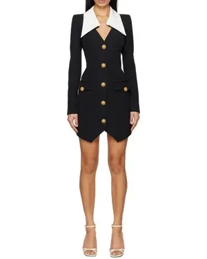 Balmain V-neck Buttoned Mini Dress With Lapel Detail