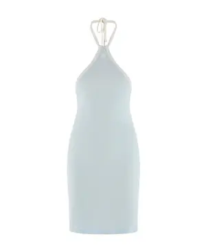 COURREGES Logo Embroidered Sleeveless Mini Dress - Blue