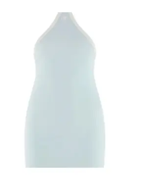 COURREGES Logo Embroidered Sleeveless Mini Dress - Blue