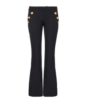 Balmain Low-top Flared Trousers With Gold Button Detail