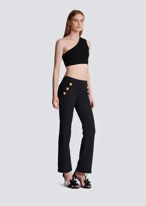 Balmain Low-top Flared Trousers With Gold Button Detail