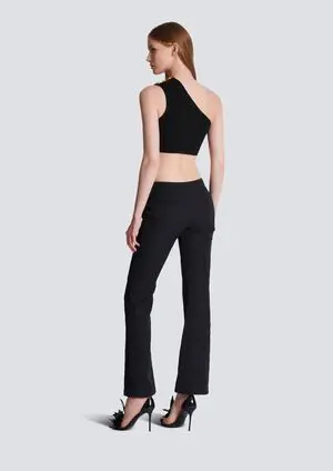 Balmain Low-top Flared Trousers With Gold Button Detail