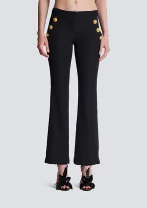 Balmain Low-top Flared Trousers With Gold Button Detail
