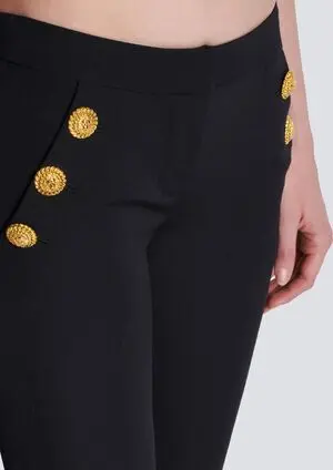 Balmain Low-top Flared Trousers With Gold Button Detail