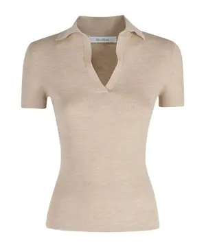 Max Mara Albero V-neck Ribbed T-shirt - Nude