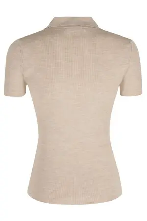 Max Mara Albero V-neck Ribbed T-shirt - Nude