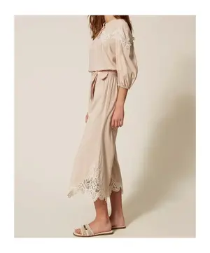 TWINSET Lace-trim Belted Trousers - Nude