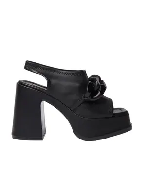 Stella McCartney Chain-linked Slip-on Heeled Sandals - Black