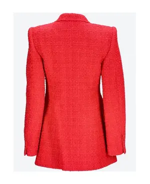 Balenciaga Double-breasted Tweed Blazer - Red