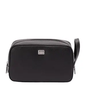 Dolce & Gabbana Dolce Gabbana Logo Plaque Zipped Beauty Case - Black