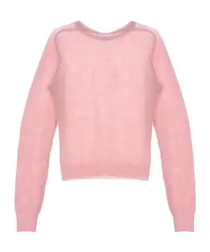 Auralee Crew Neck Semi-transparent Knit Sweater - Pink