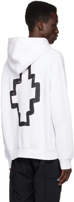 MARCELO BURLON COUNTY OF MILAN Tempera Cross Drawstring Hoodie - White