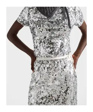 Prada Embroidered Sequin Skirt With Lace-up Detail