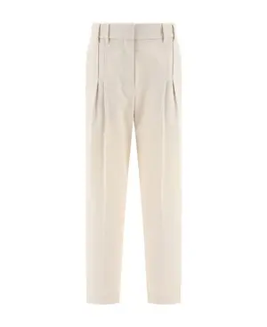 Brunello Cucinelli Straight-leg Cropped Trousers - Nude