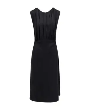 JIL SANDER Gathered Crewneck Sleeveless Dress - Black