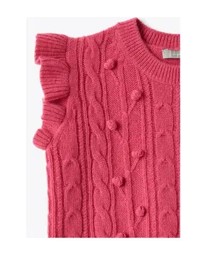 IL GUFO Tricot-knit Gilet With Pompom And Ruffle Detail