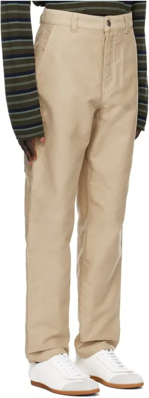 AMI Paris Logo Patch Worker Trousers - Sand