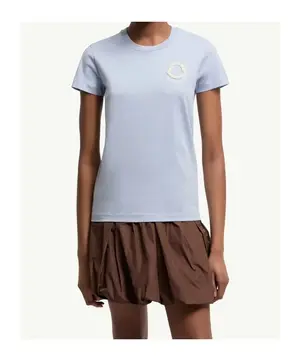 Moncler Embroidered Logo Crewneck T-shirt - Light Blue
