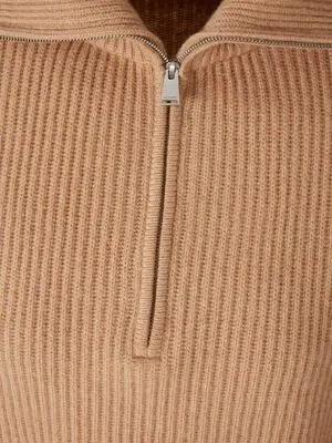 Simkhai Ribbed Pullover Knitwear With Wide Lapel Collar And Half-zip Front