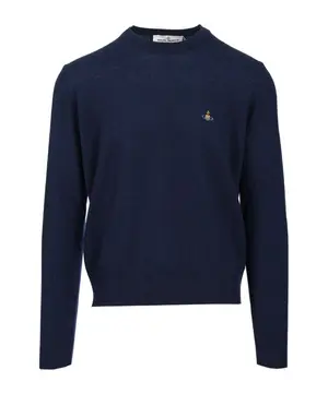VIVIENNE WESTWOOD Orb Embroidered Crewneck Jumper - Blue