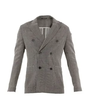 TONELLO Glen Plaid Double-breasted Blazer