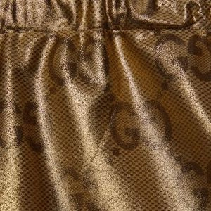 Gucci Metallic Monogram Drawstring Shorts - Brown