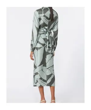 Max Mara Printed Maxi Dress With Shirt Collar - Green
