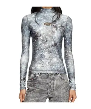 DIESEL® T-akara Long Sleeve T-shirt With Rain Print