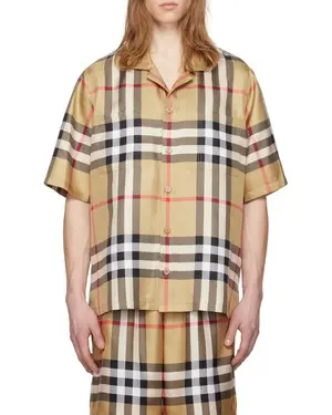 Burberry Checked Short-sleeved Shirt - Brown