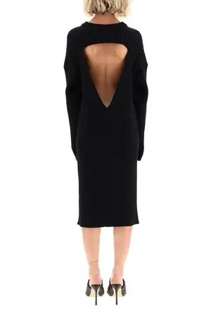 Bottega Veneta Open Back Ribbed Knit Dress