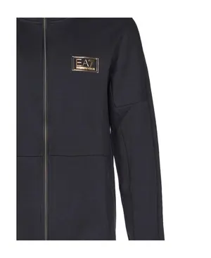 EA7 Zip-up Hooded Casual Jacket With Logo Print