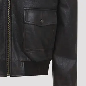 Celine Leather Bomber Jacket With Shearling Collar
