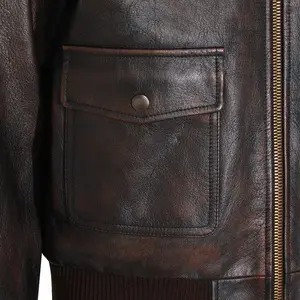 Celine Leather Bomber Jacket With Shearling Collar
