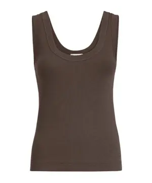 Brunello Cucinelli Brunello Cucinelli Ribbed Tank Top With Monili Embellishment Brown
