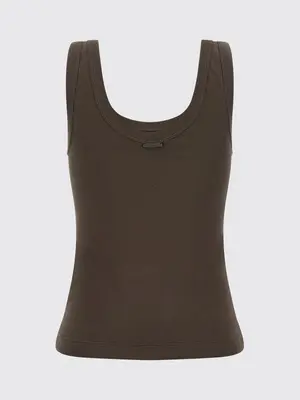 Brunello Cucinelli Ribbed Tank Top With Monili Embellishment - Brown