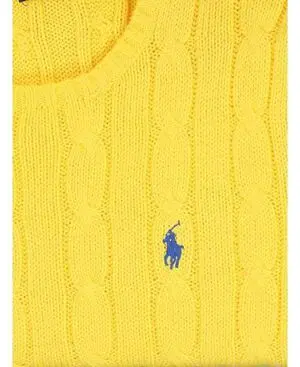Polo Ralph Lauren Cable Knit Crewneck Jumper With Embroidered Pony - Yellow