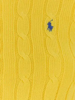 Polo Ralph Lauren Cable Knit Crewneck Jumper With Embroidered Pony - Yellow