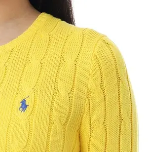 Polo Ralph Lauren Cable Knit Crewneck Jumper With Embroidered Pony - Yellow