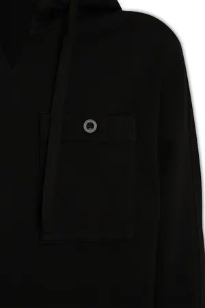 TEN C Long Sleeve Drawstring Hoodie - Black