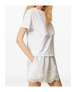 TWINSET Lace Overlay Crewneck T-shirt - No
