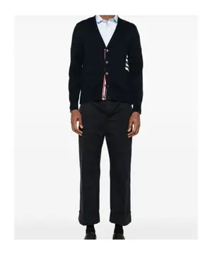 Thom Browne 4-bar V-neck Cardigan - Navy Blue