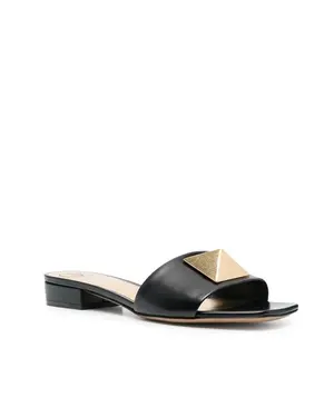 Valentino Garavani Logo Studded Flat Slides