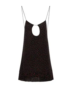 Saint Laurent Polka-dot Print Cut-out Detail Mini Dress - Black