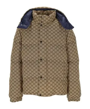 Gucci Gg Motif Padded Hooded Jacket